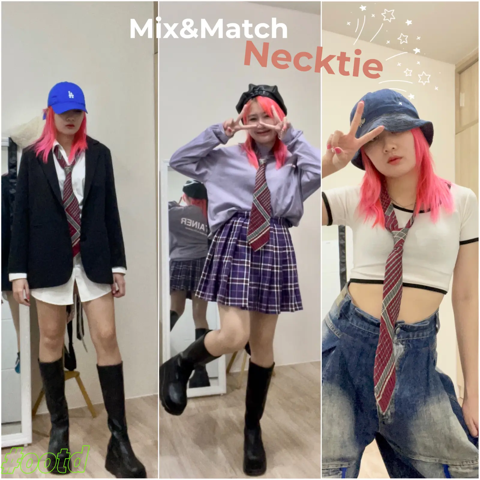 Mix&Match Necktie 3 looks 👔 | แกลเลอรีที่โพสต์โดย PHANIfilms | Lemon8